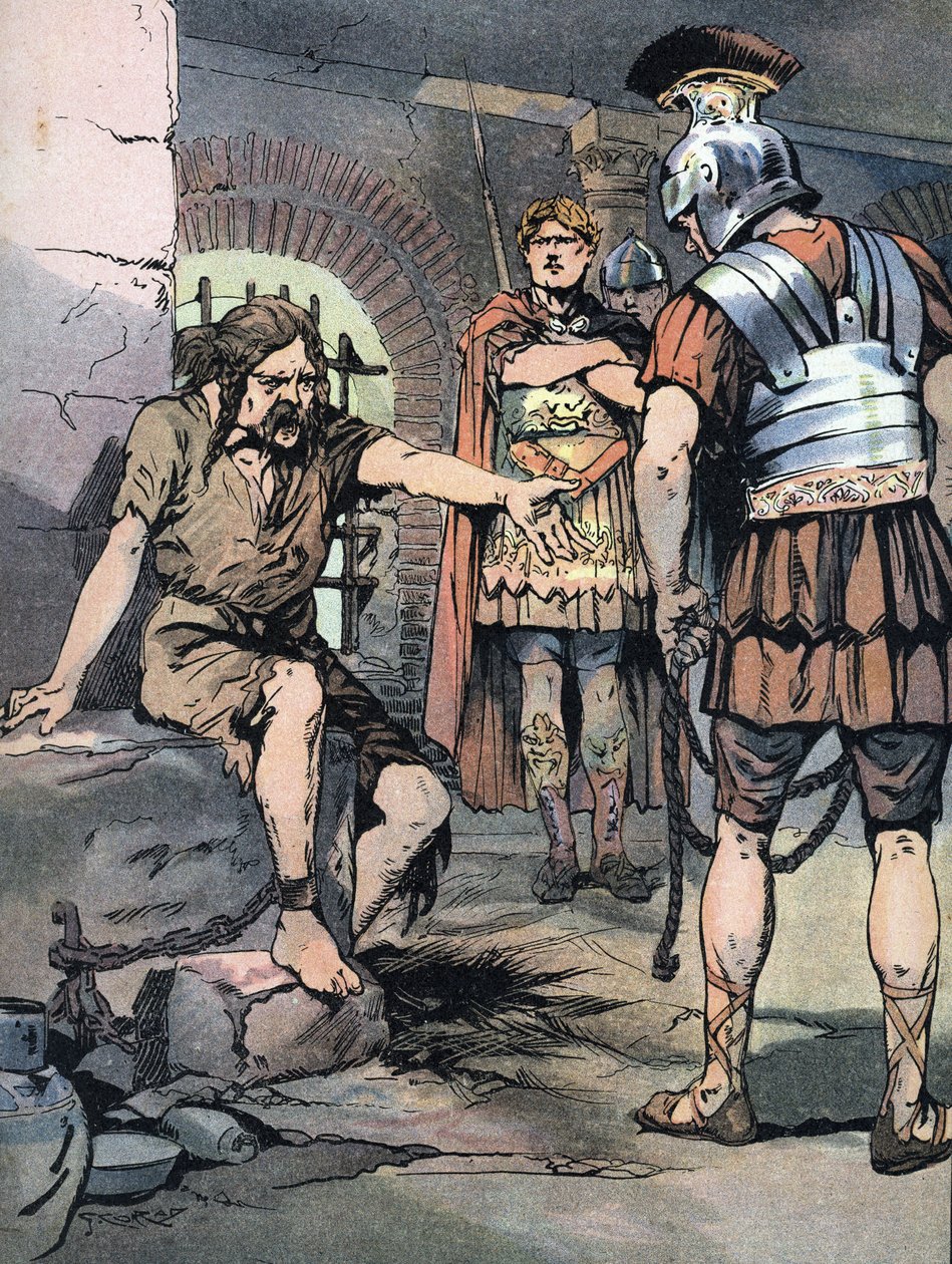 Gallic Wars: Vercingetorix Prisoner in the Mamertine Prison in Rome After His Defeat Against ...