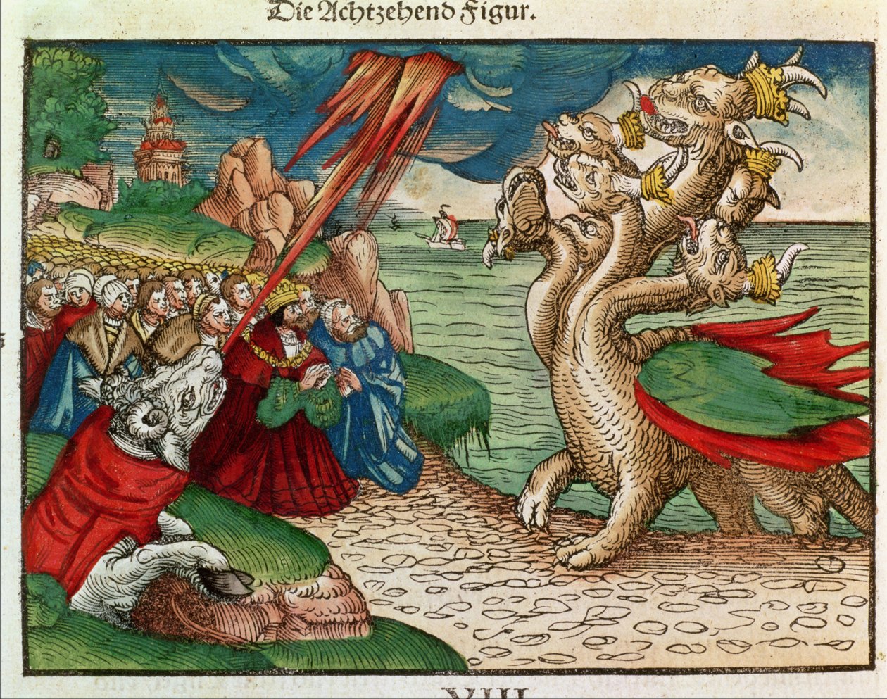 Biblical Serpent Drawing Bible: Moses And The Serpent 1958 Lithograph