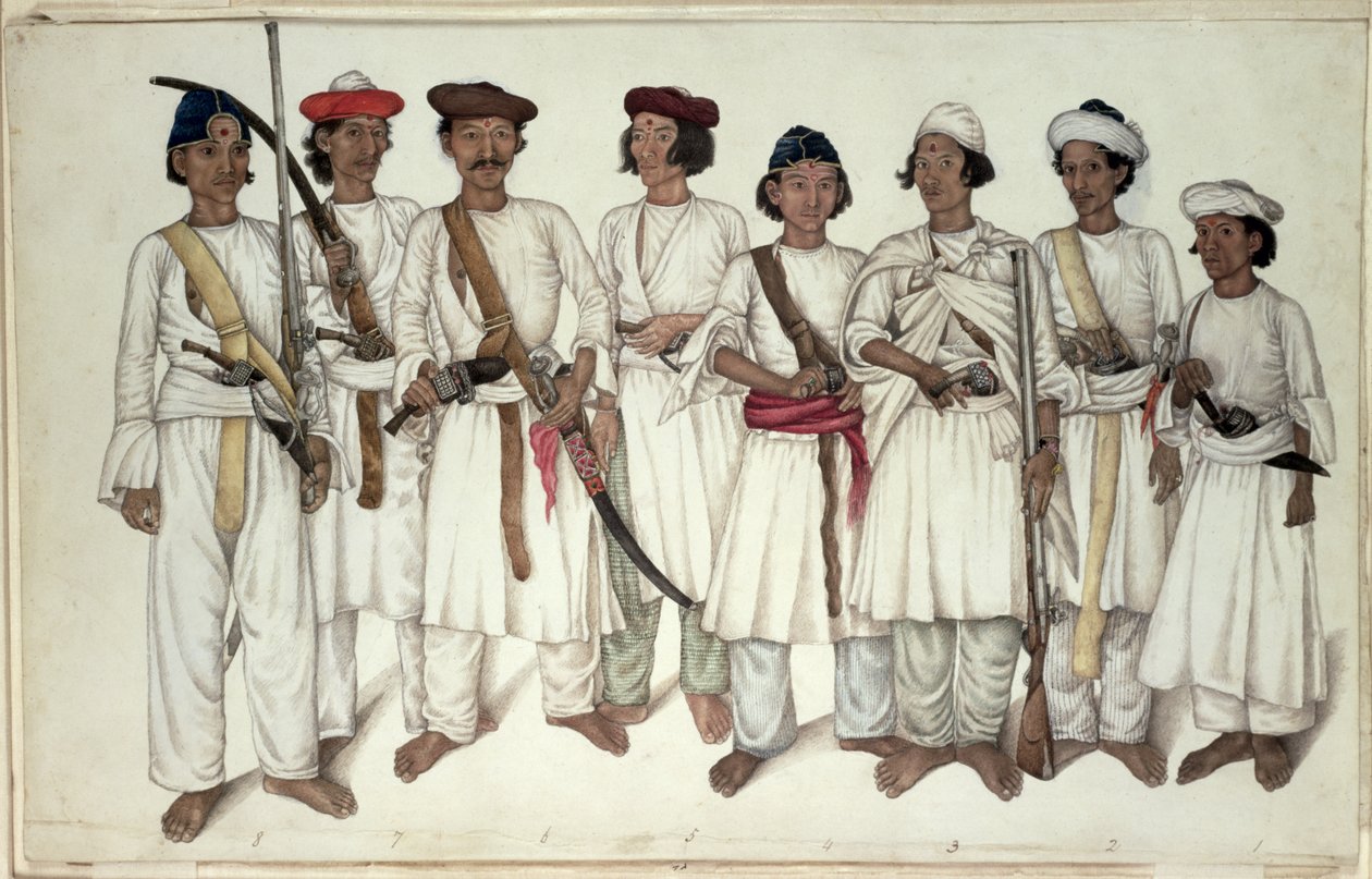 Eight Gurkhas, 1815 by Ghulam Ali Khan: Buy fine art prints