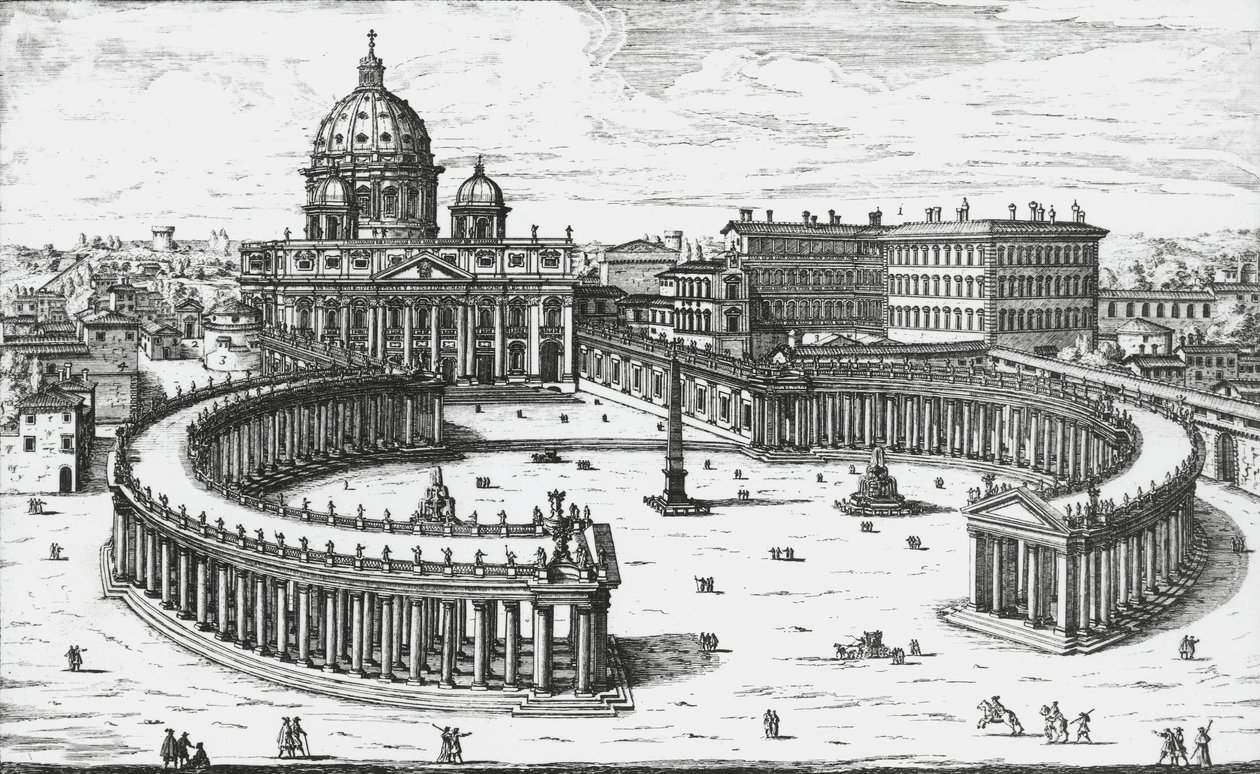 View of Piazza San Pietro with the Basilica of Saint Peter and the ...