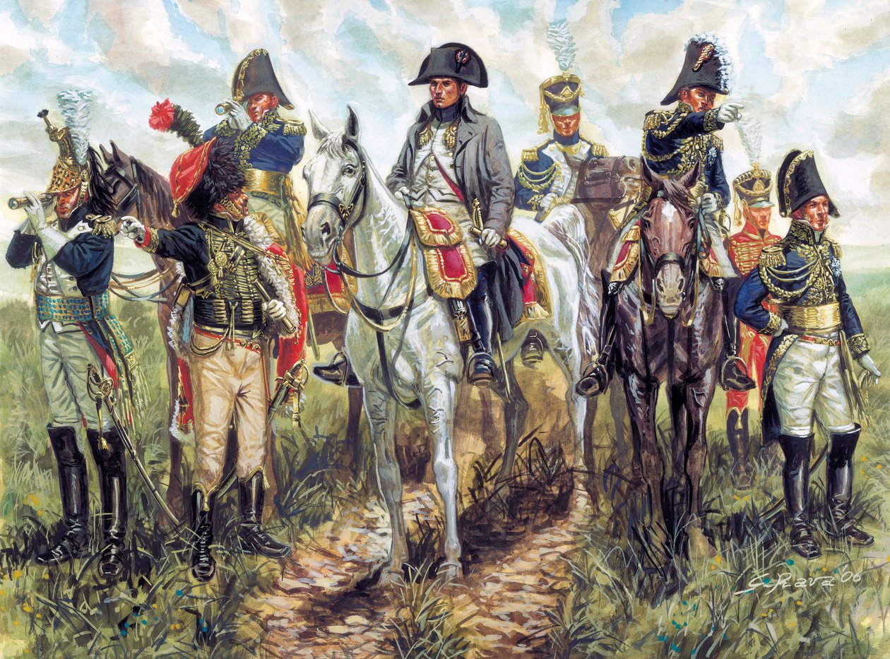 Portrait of Napoleon I and His Staff (Illustration by Giuseppe Rava)