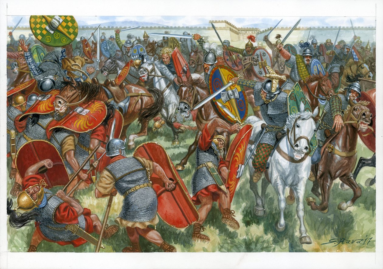 The Battle of Gergovia by Giuseppe Rava: Fine art print
