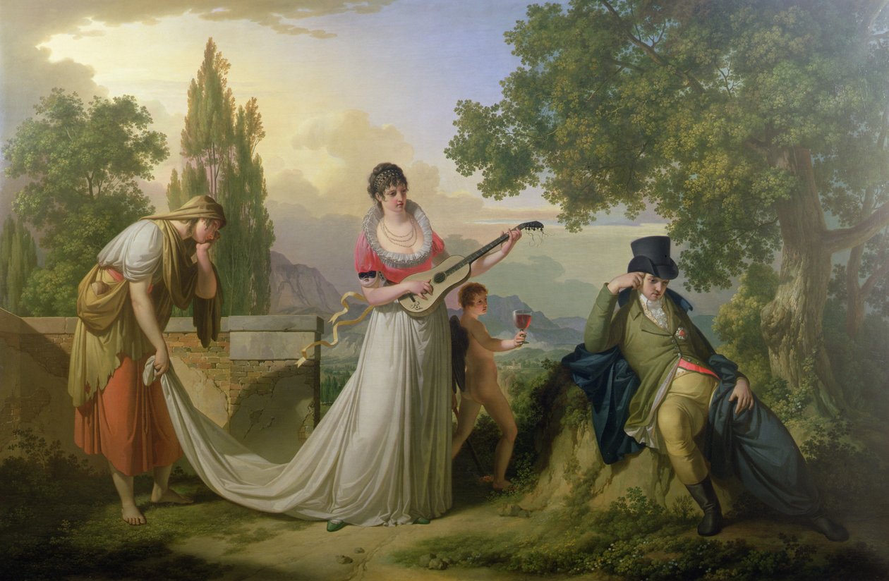 A Romantic Allegorical Scene by Giuseppe or Josef Grassi