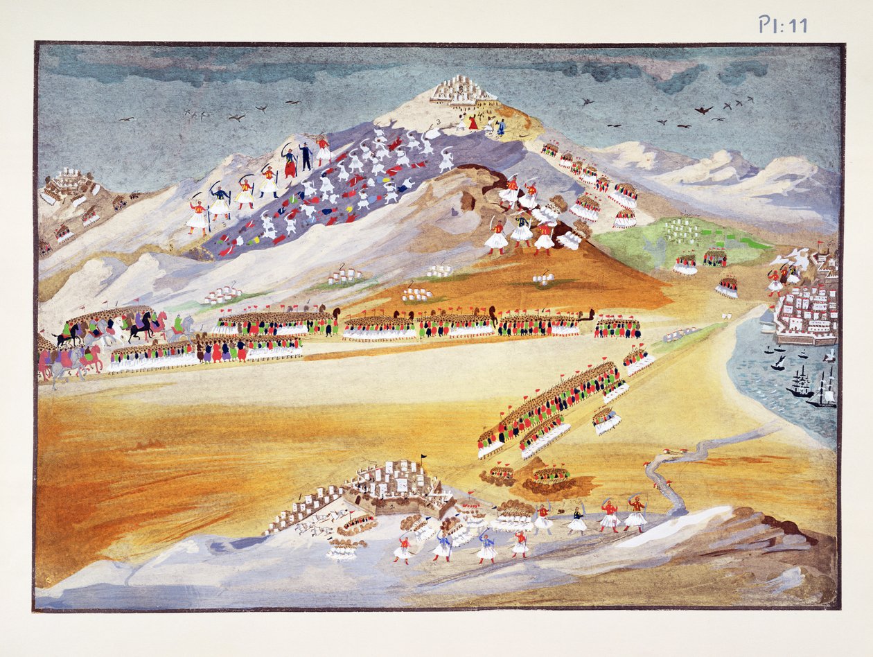 Battles of Mount Argos and Corinth (plate 11) from Pictorial History of ...