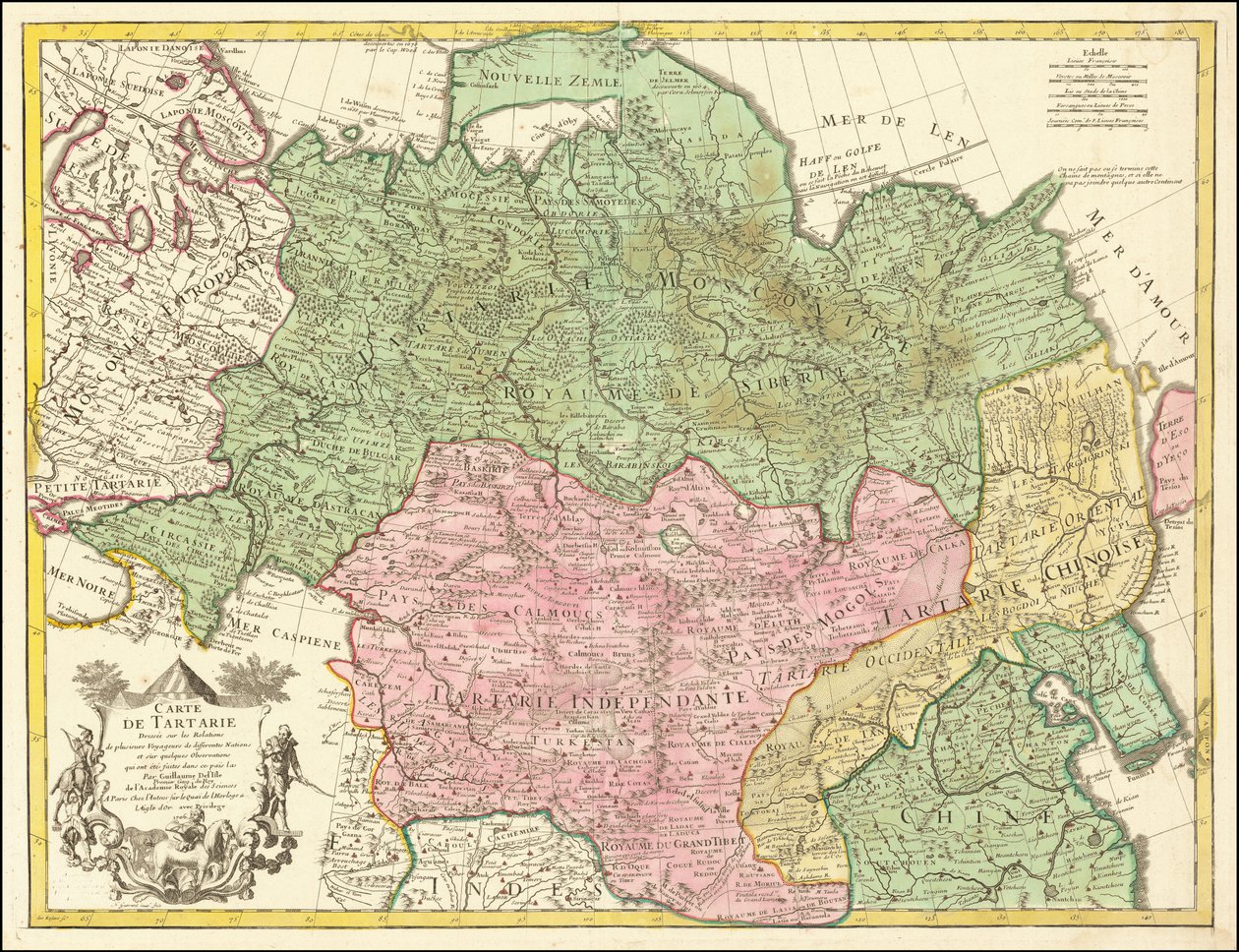 1706 Map of Tartary by Guillaume Delisle: Fine art print