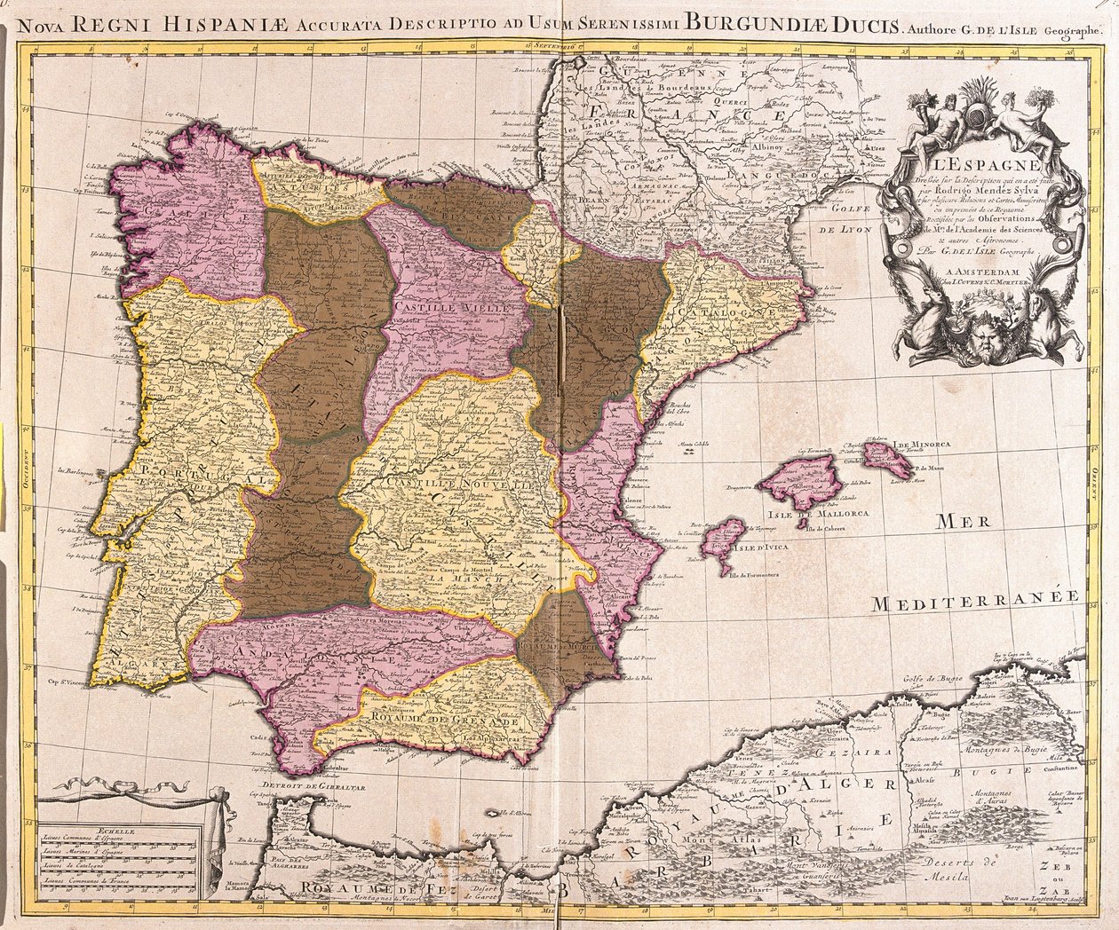 Map of the Iberic Peninsula, Kingdom of Portugal and Spain