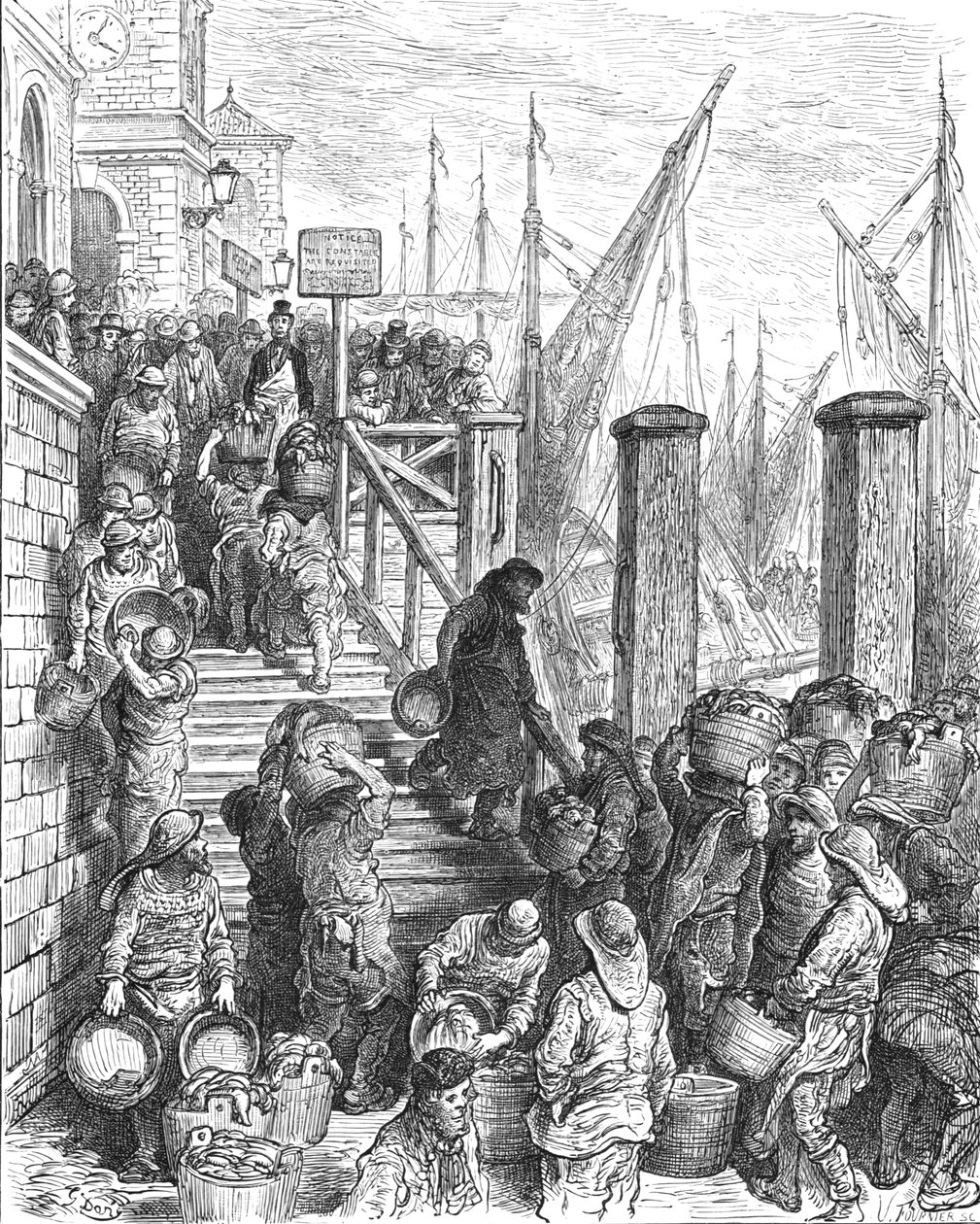 Billingsgate - Landing the Fish by Gustave Dore