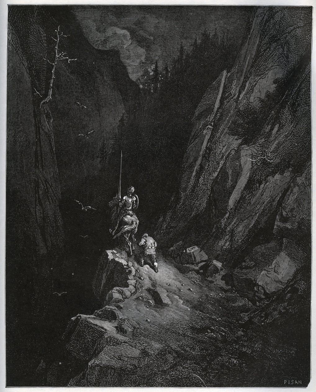 Don Quixote and Sancho Panza Sink into Sierra Morena