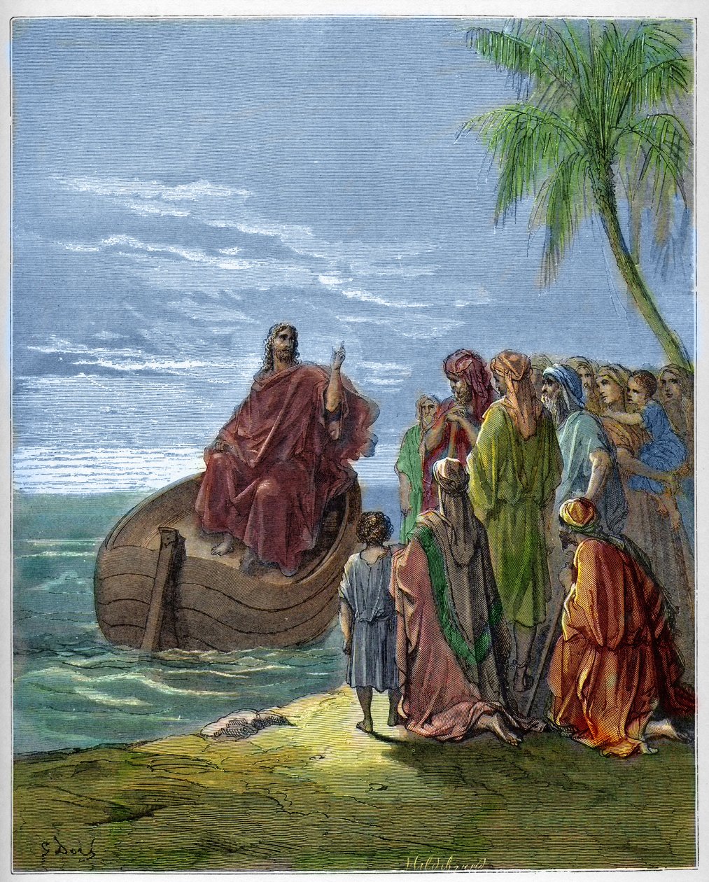 Jesus Preaching at the Sea of Galilee - Engraving in 'The Bible ...
