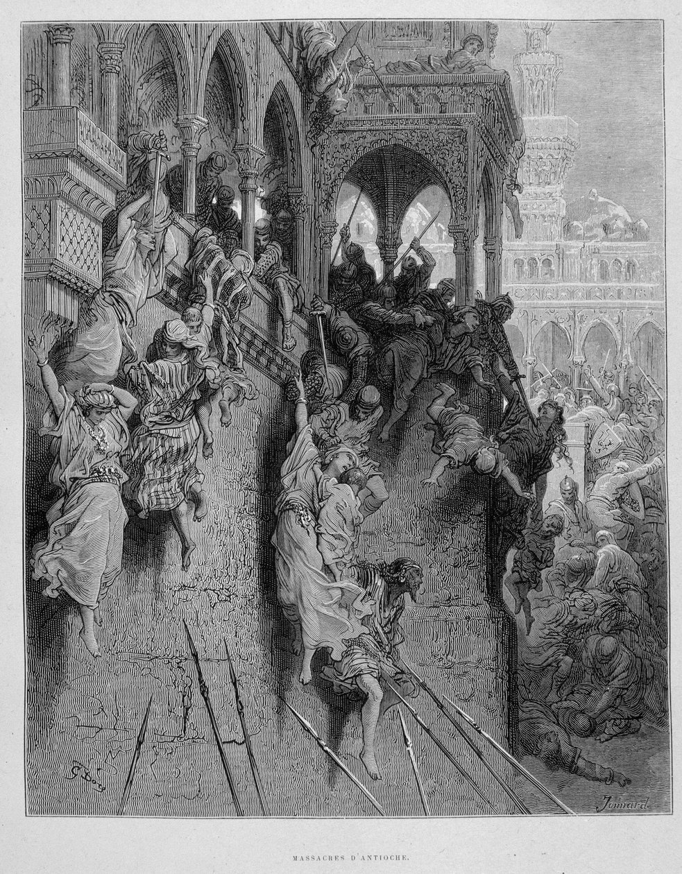 Massacres of Antioch during the first crusade - engraving by Gustave Doré