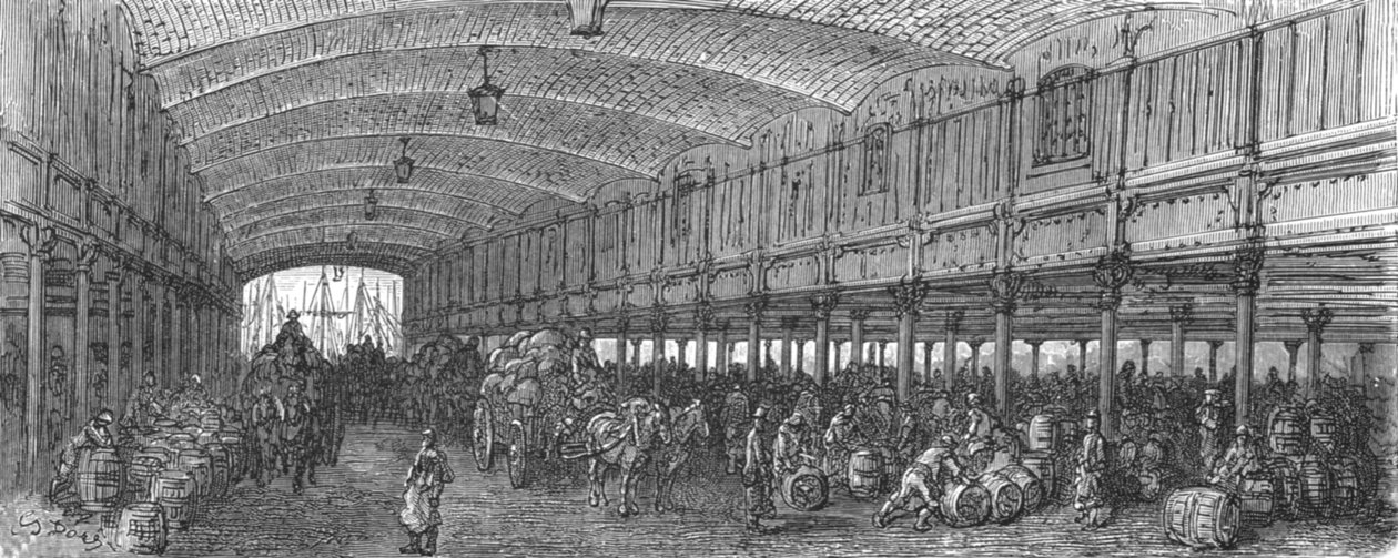 The Great Warehouse-St. Katherine's Dock by Gustave Dore