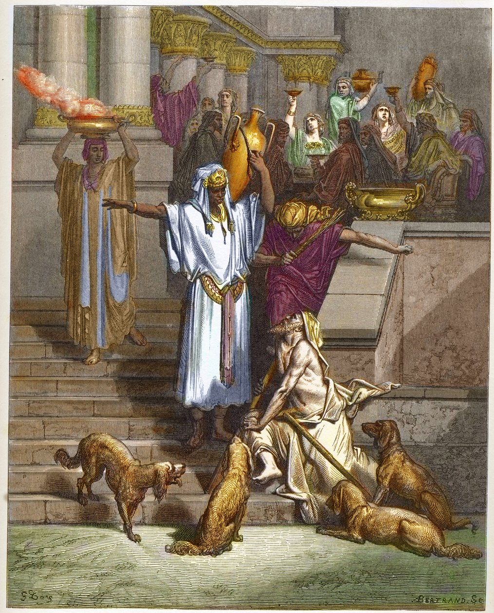 The Parable of the Rich Man and the Beggar Lazarus - Engraving from ...