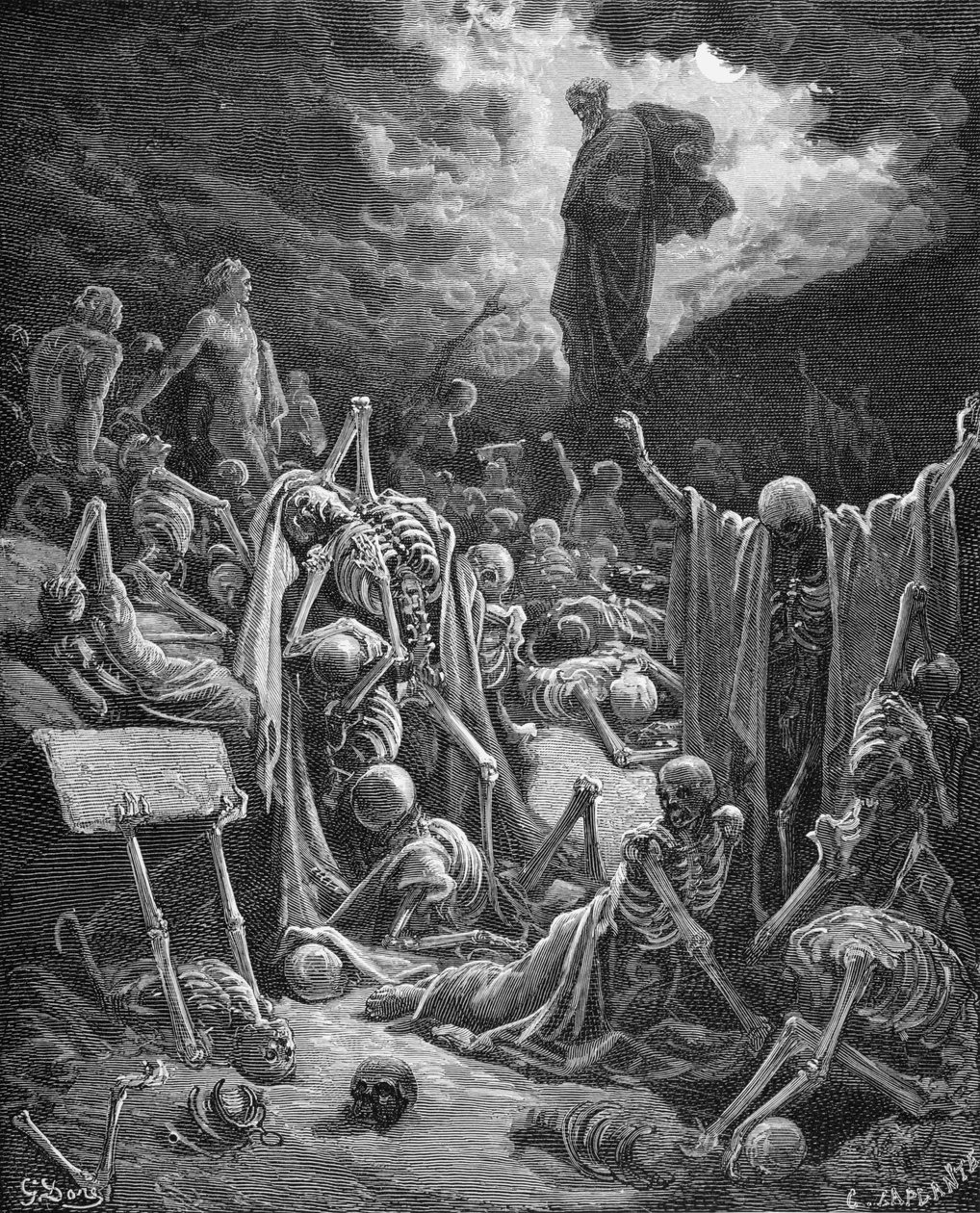 The Vision of the Valley of Dry Bones, Ezekiel 37:1-2, Illustration ...