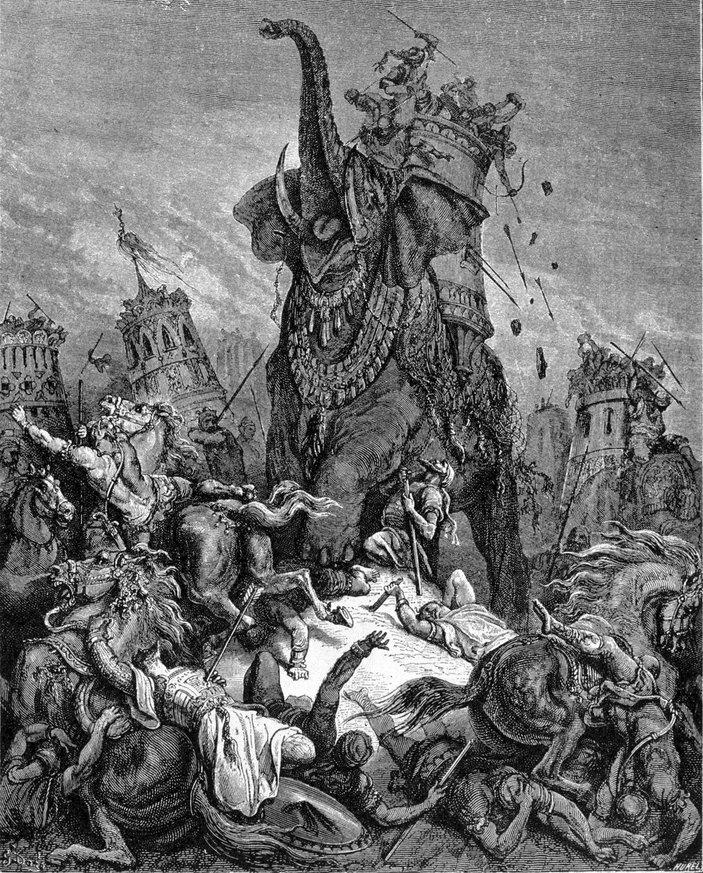 The death of Eleazar Macchabee, young brother of Judas Maccabee, under the rule of Antiochos IV ...