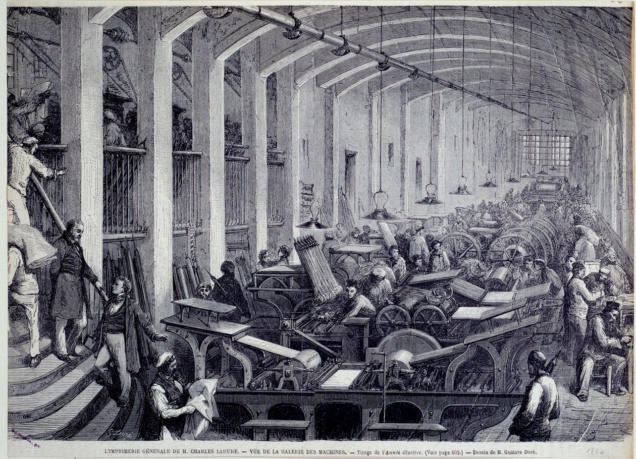 View of the Printing Machine Gallery by Charles Lahure (Engraving by ...