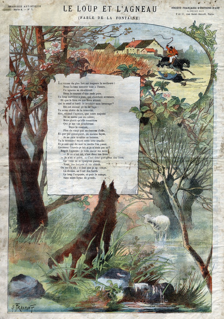 The Wolf and the Lamb. Fables by Jean de La Fontaine (1621-95 ...