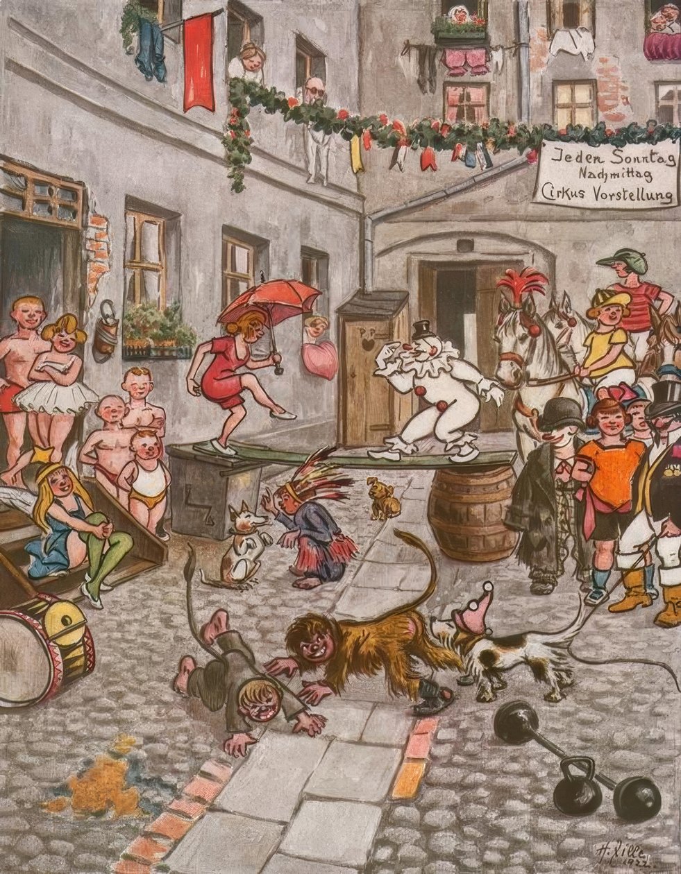 Circus Game in the Backyard by Heinrich Zille