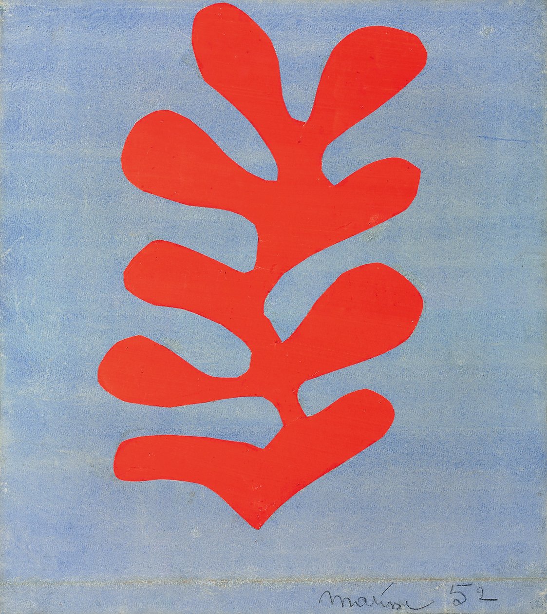 Red Algae on Sky Blue Background by Henri Matisse