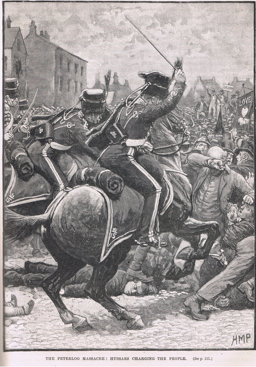 The Peterloo Massacre with the Hussars Charging the People ...