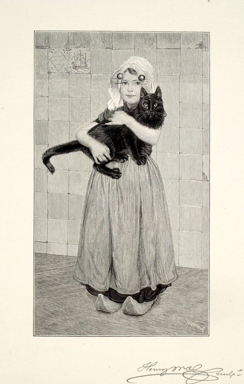 Girl with Cat by Henry Wolf: High-quality fine art print