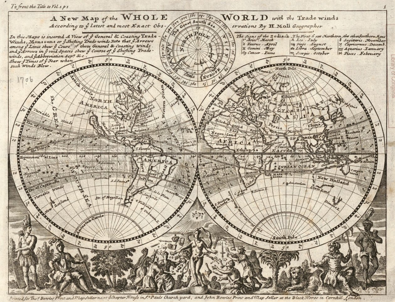 A new map of the whole world with the trade winds according to the ...