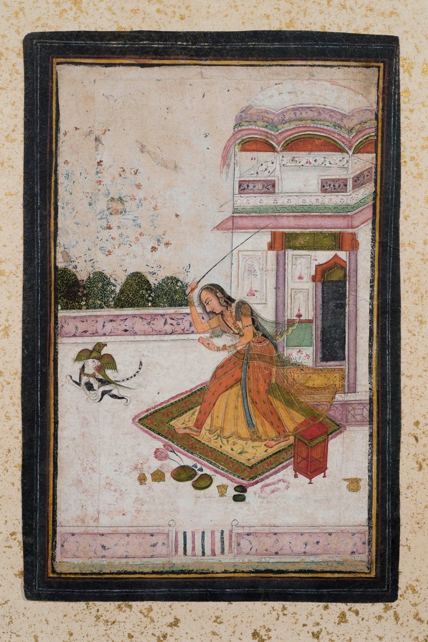 Girl chasing a cat by Indian School: Buy fine art prints