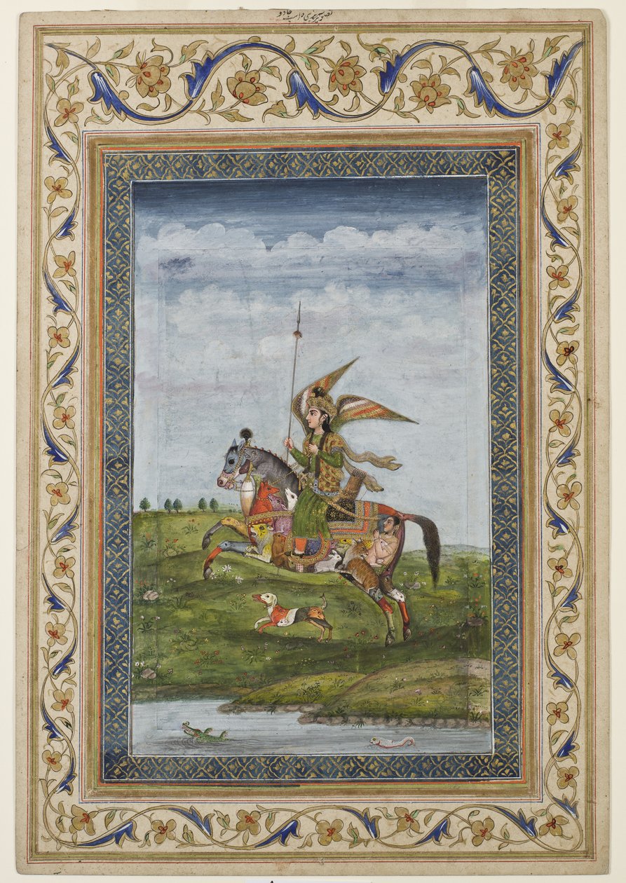 Miniature Depicting a Scene of a Winged Figure on a Horse, Probably ...