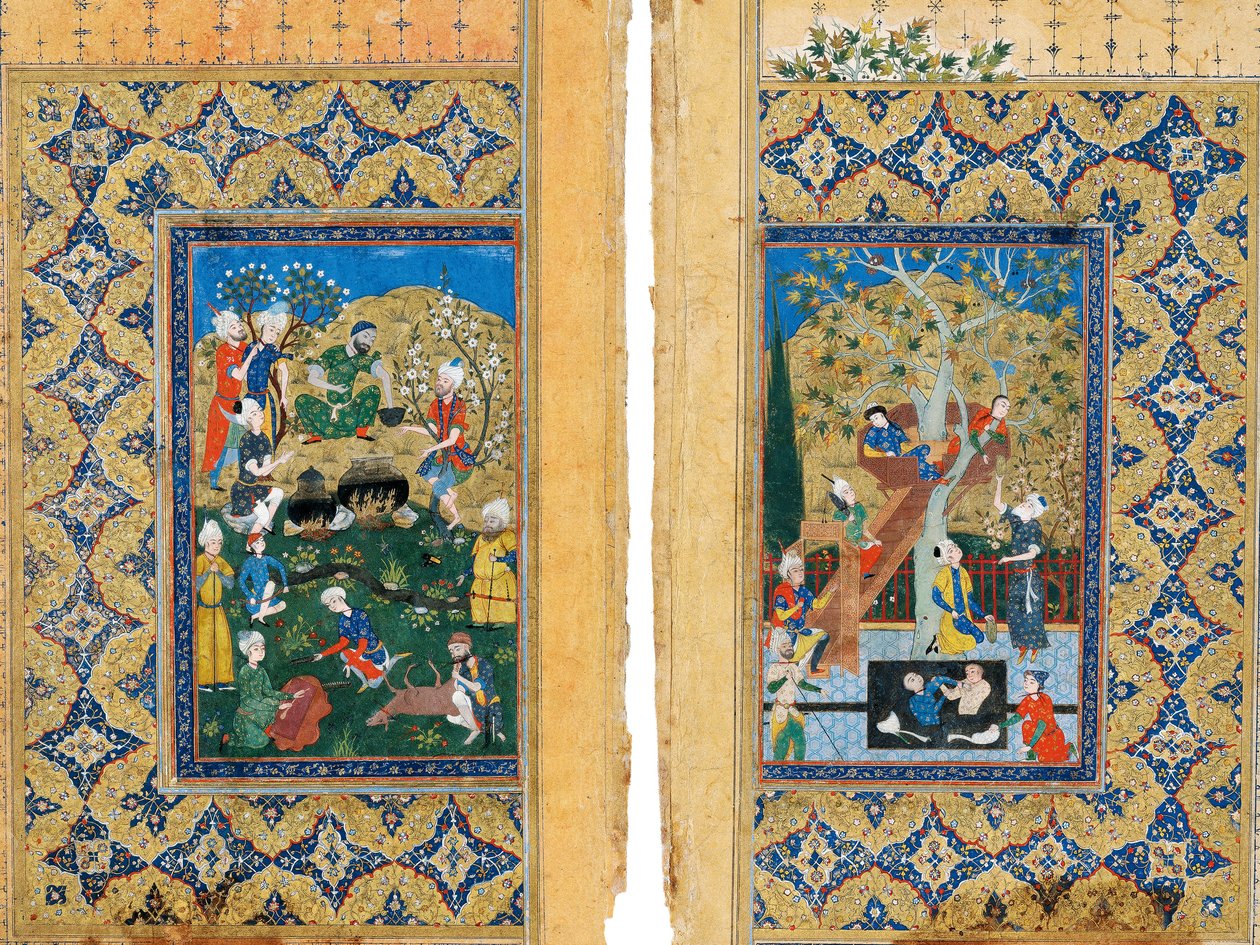 Picnic. Miniature from Yusuf and Zalikha Legend of Joseph and Potiphar ...