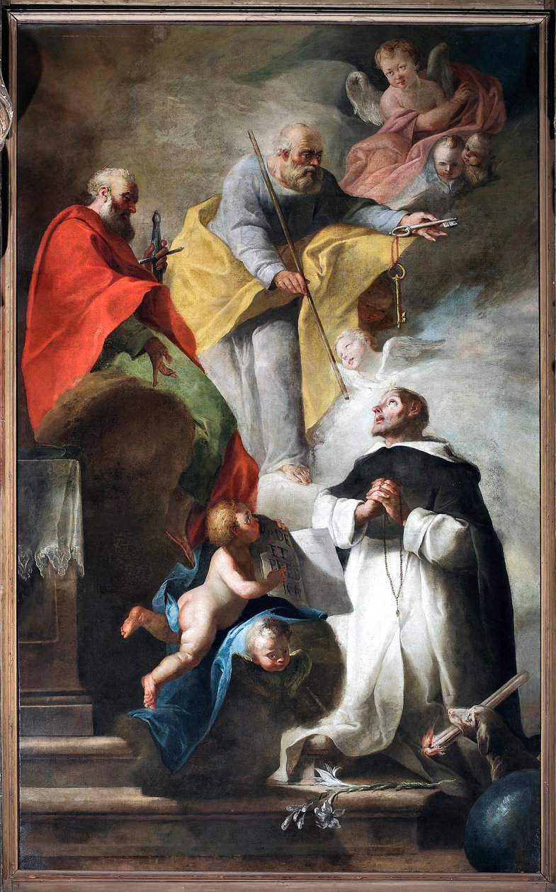 Saint Dominic Receiving the Stick of Pilgrim and the Book Inscribed ...