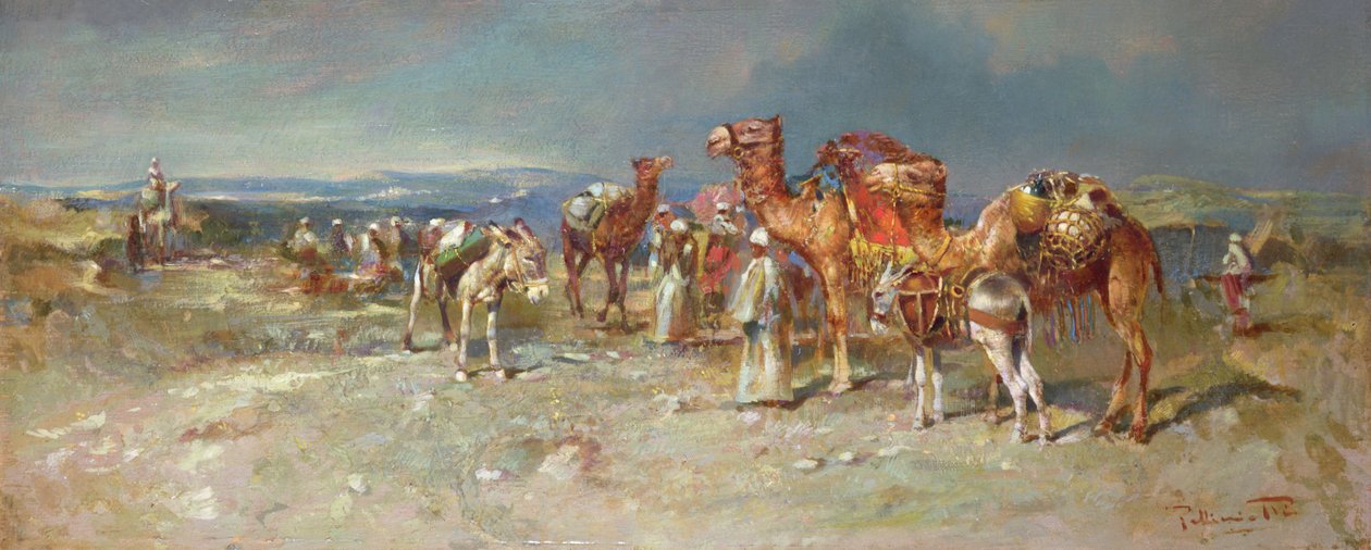 Ancient Arabic Caravan Vintage 70s Velvet Camel Caravan Tapestry