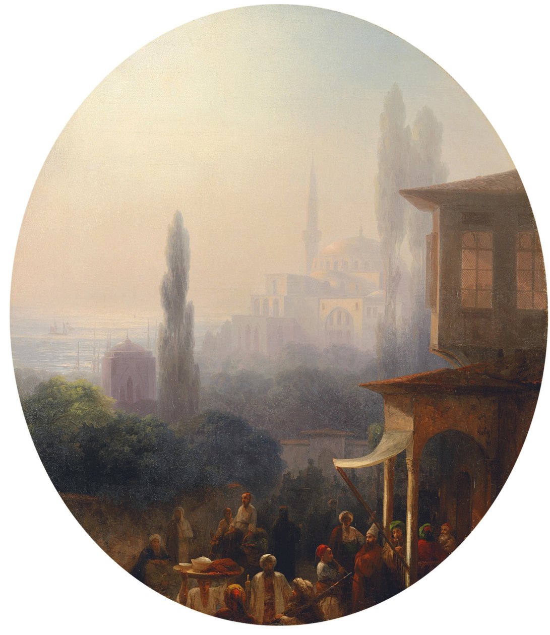 A Market Scene in Constantinople, with the Hagia Sophia Beyond