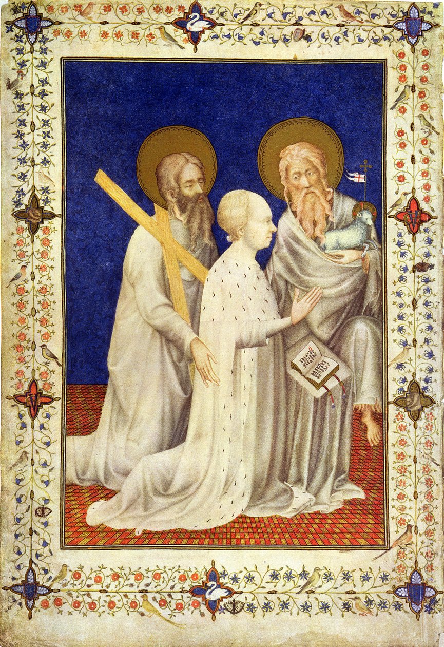 John, Duc de Berry on His Knees Between St. Andrew and St. John, from ...