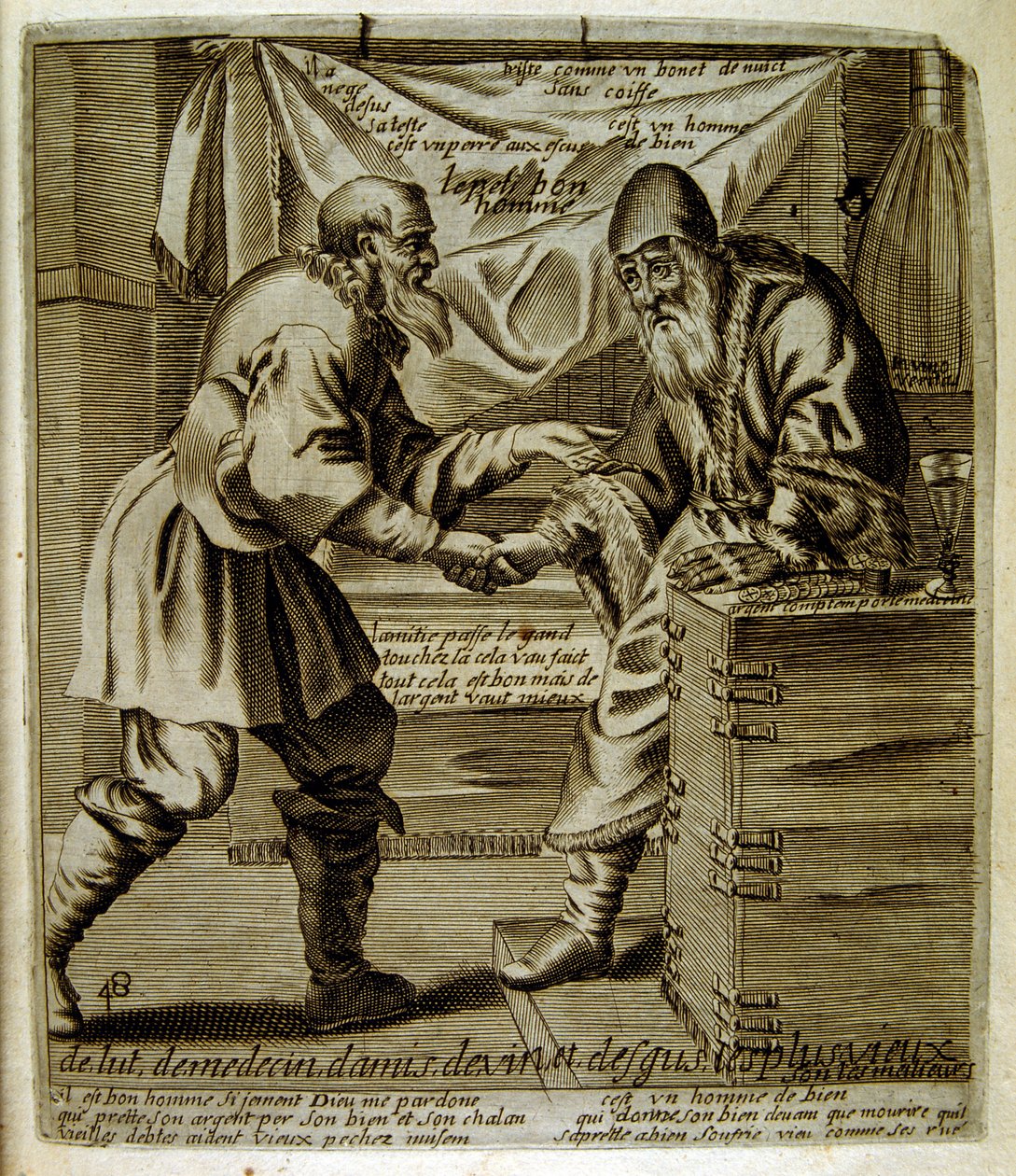 17th century engraved illustration from a collection of proverbs by ...