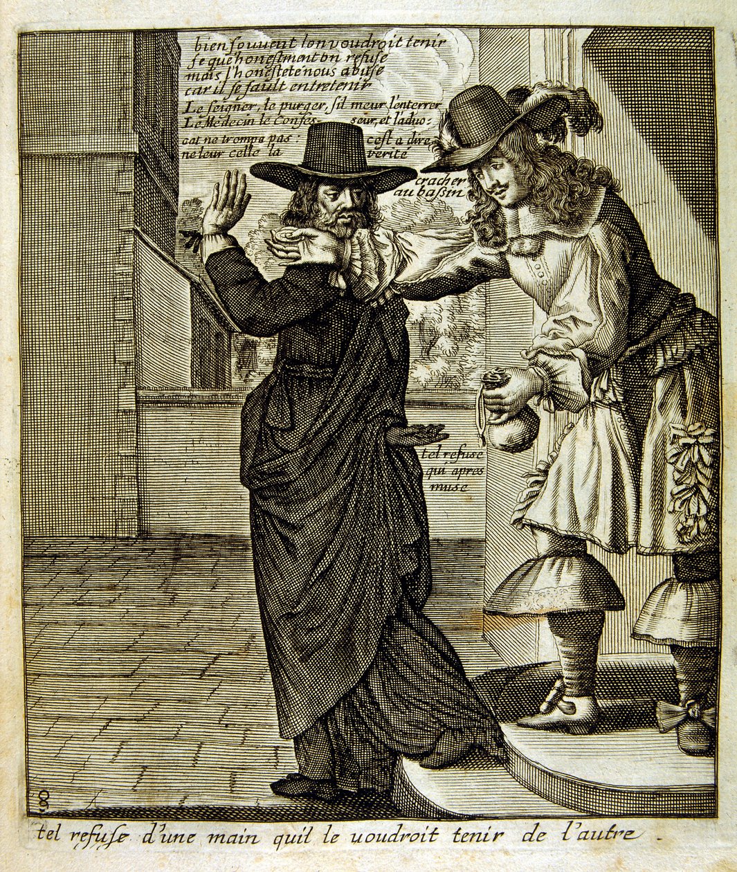 17th century engraved illustration from a collection of proverbs by ...