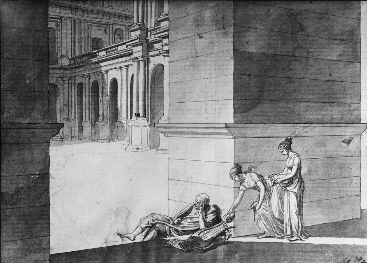 Two Young Girls Bringing Bread to Homer Asleep, c.1794