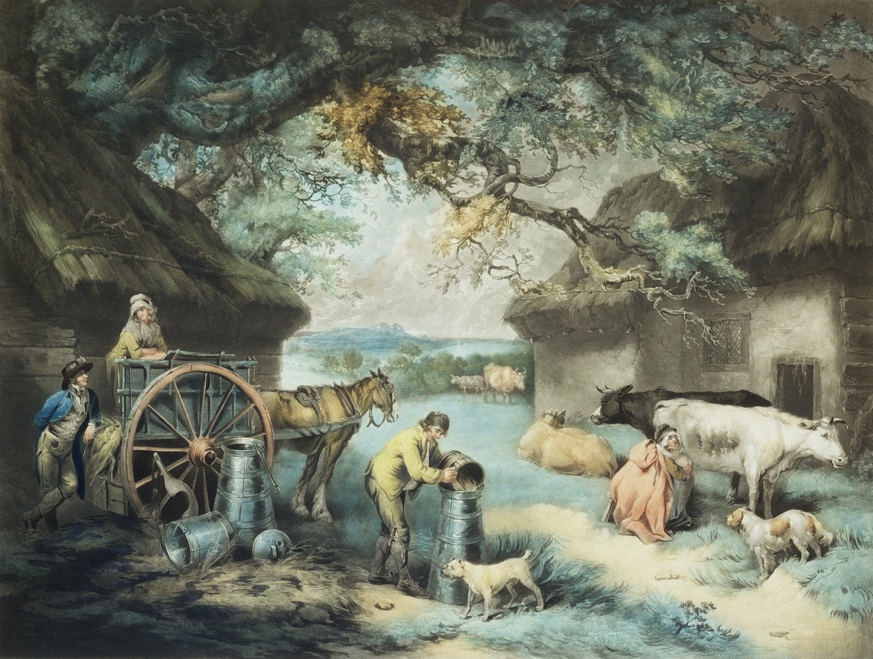 The Dairy Farm, Engraved by the Artist, Pub. by R. Ackermann, 1801