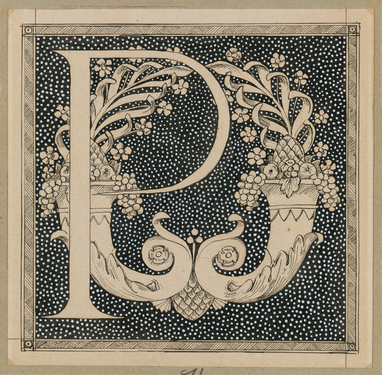 Capital Letter P, illustration from The Life of Our Lord Jesus Christ