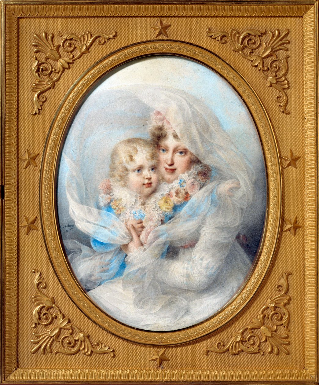 Portraits of Empress Mary Louise and King of Rome, Napoleon II, son of ...