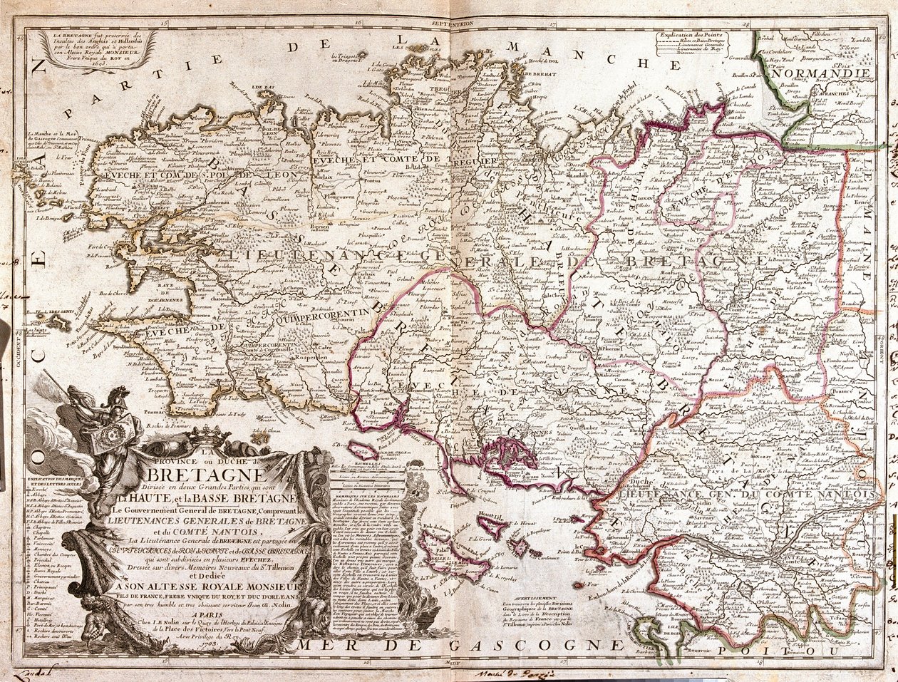 Map of Brittany by Jean-Baptiste Nolin: Buy fine art print