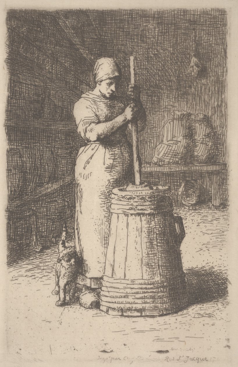 Woman Churning Butter by Jean Francois Millet