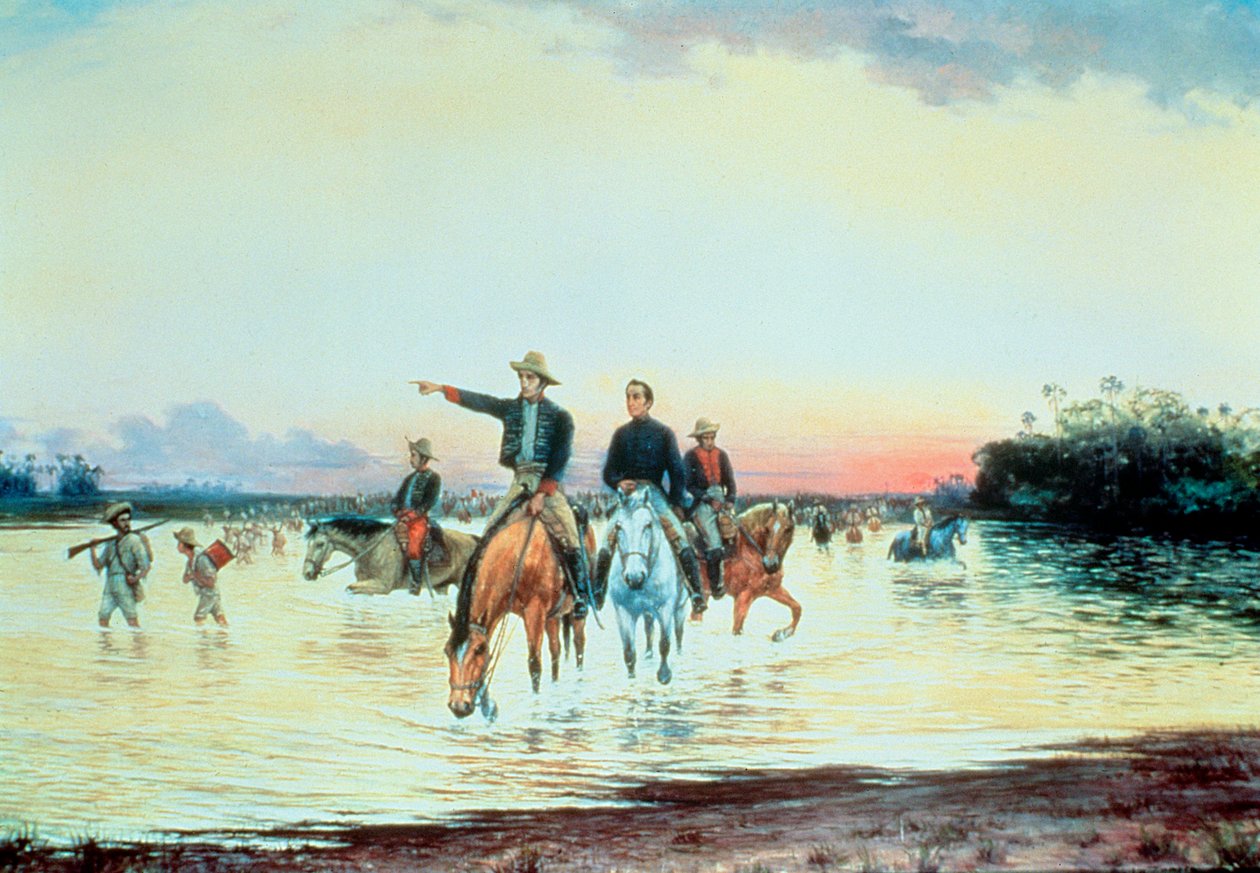 Bolivar and Santander at the Battle of Llanos
