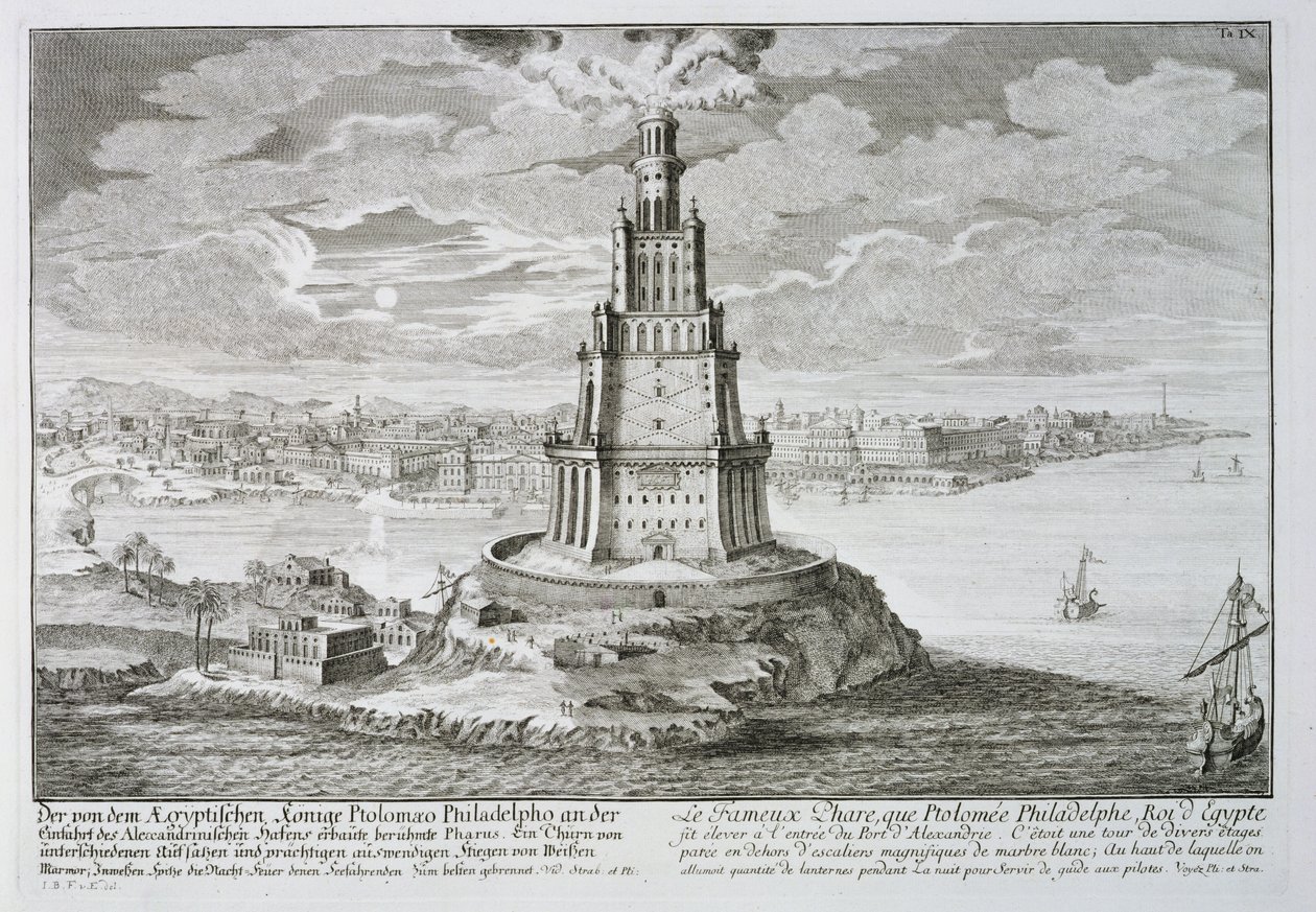 Lighthouse at Alexandria, built by Ptolemy the Great, Egypt, from ...
