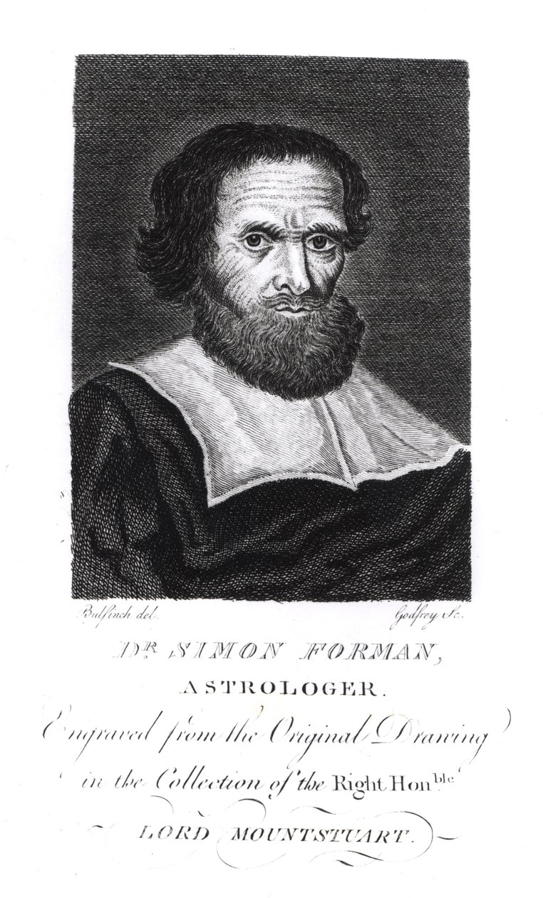 Portrait of Dr Simon Forman, engraved by Godfrey