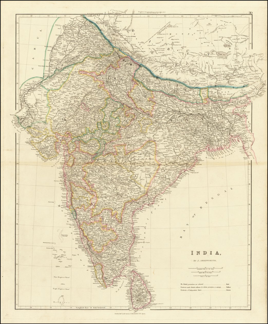 1832 Map of India by John Arrowsmith: Buy fine art print