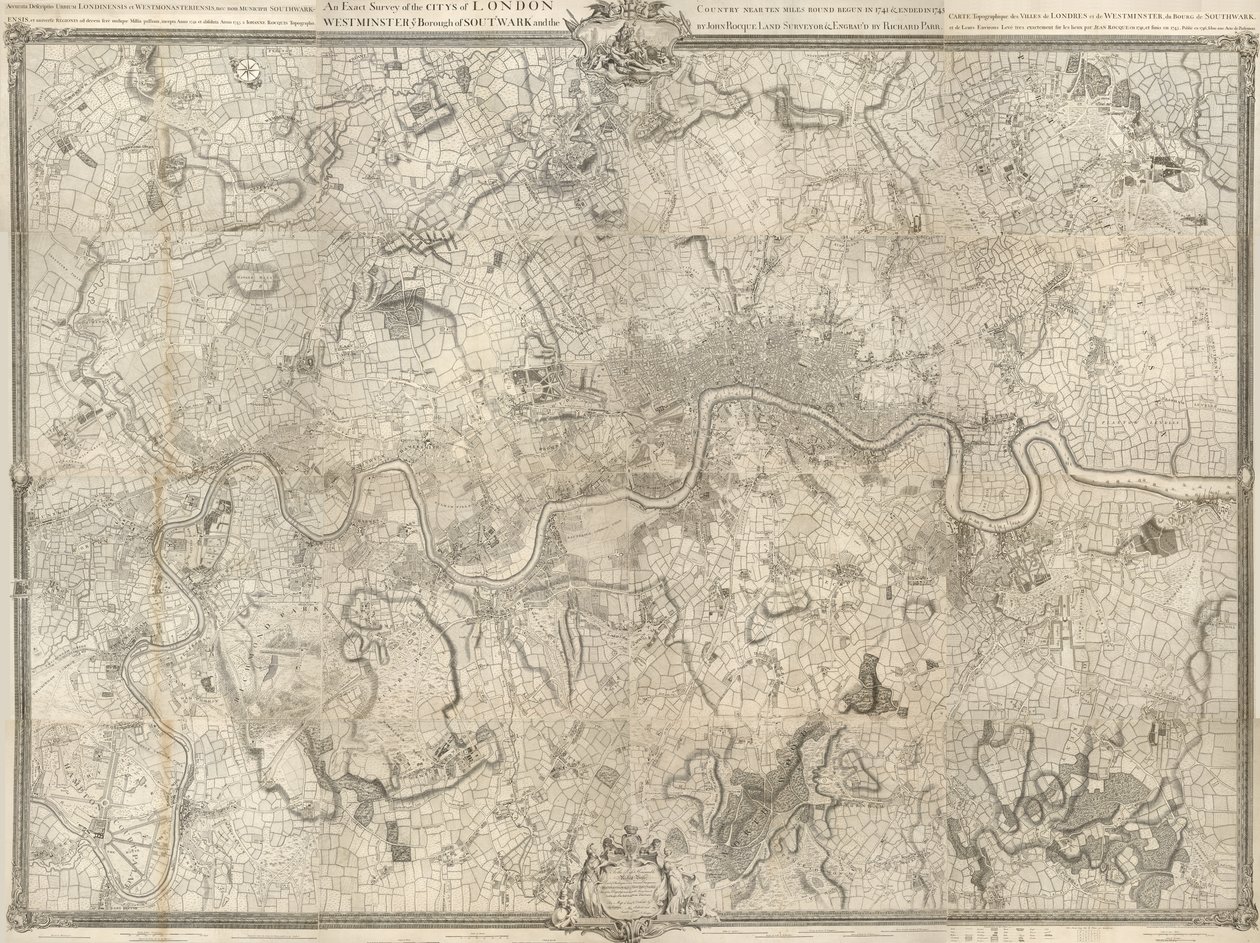 18th Century London Map Lot RARE 18TH C. MAP OF THE TOWER OF LONDON