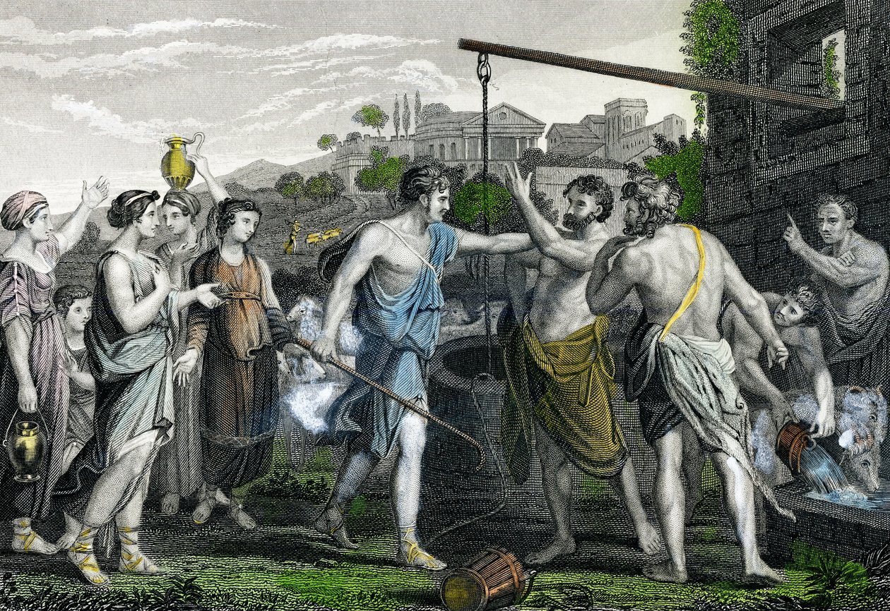 Moses at the Well Defending the Daughters of the Priest of Midian from ...