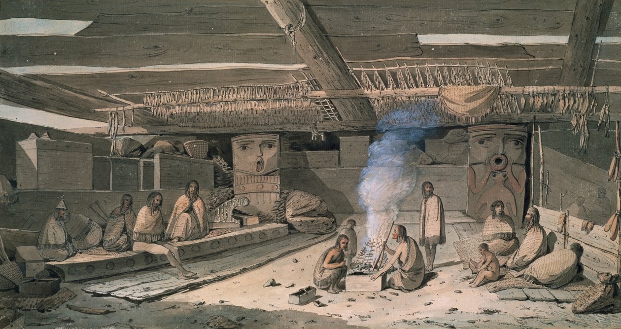 Interior of Nootka Native American House by John Webber