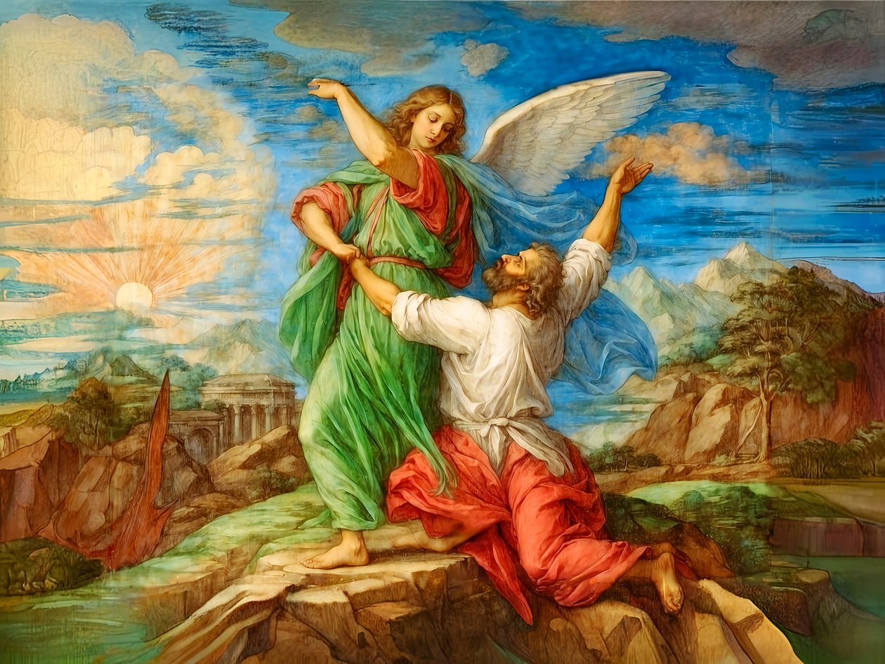 Jacob Wrestles with God by Josef Johann Michel
