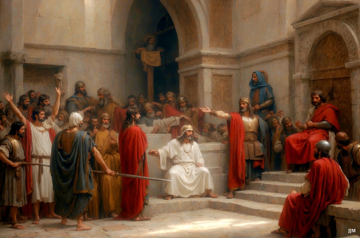 Jesus Accused and Judged by Pilate 01 by Josef Johann Michel