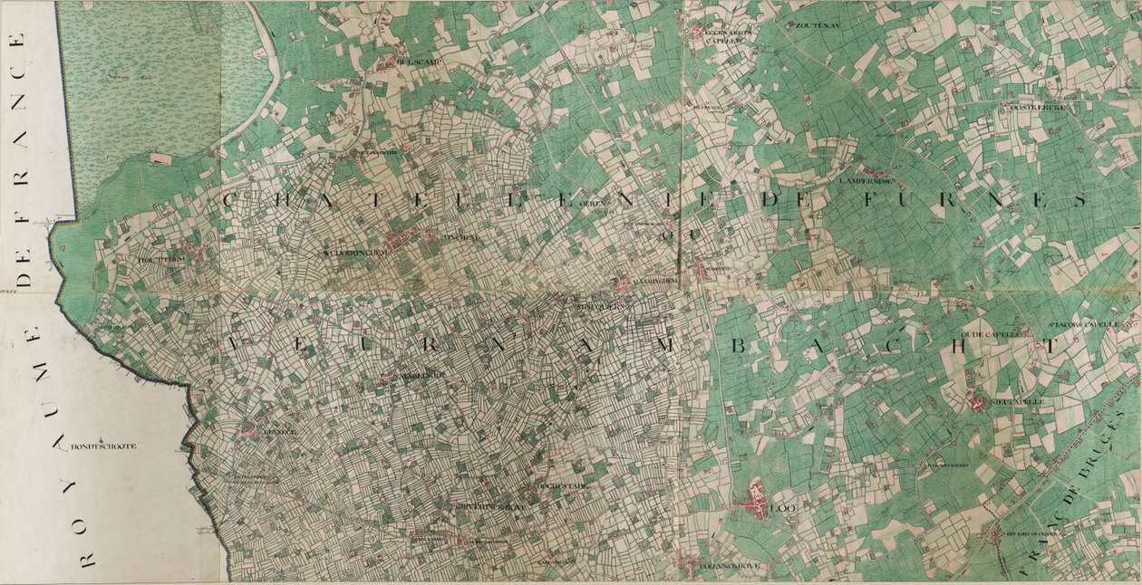 Map of Loo - Lo, Belgium by Joseph de Ferraris